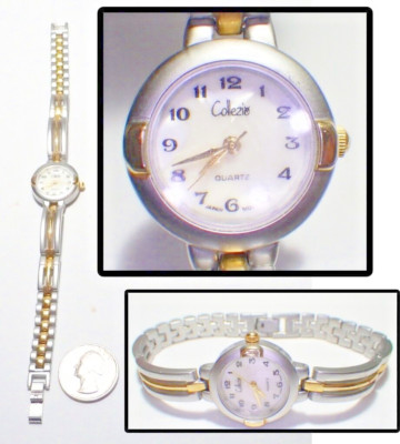 COLLEZIO Ladies Quartz Bracelet Watch Goldtone/Matte Silvertone 8" New ...