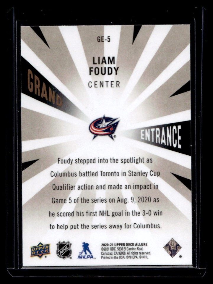 2020 UD Allure Liam Foudy #GE-5 Columbus Blue Jackets | eBay