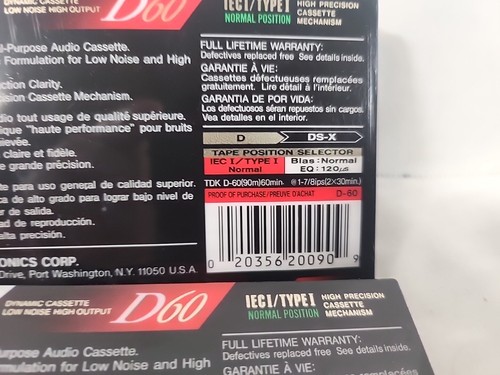 TDK D60 60 Minute Iec1/type1 Cassette Tapes 16 Low Noise High Output ...