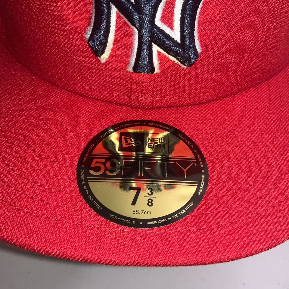 New Era New York Yankees Red MLB Fitted Hat Cap 7 3/8 Limp Bizkit ...