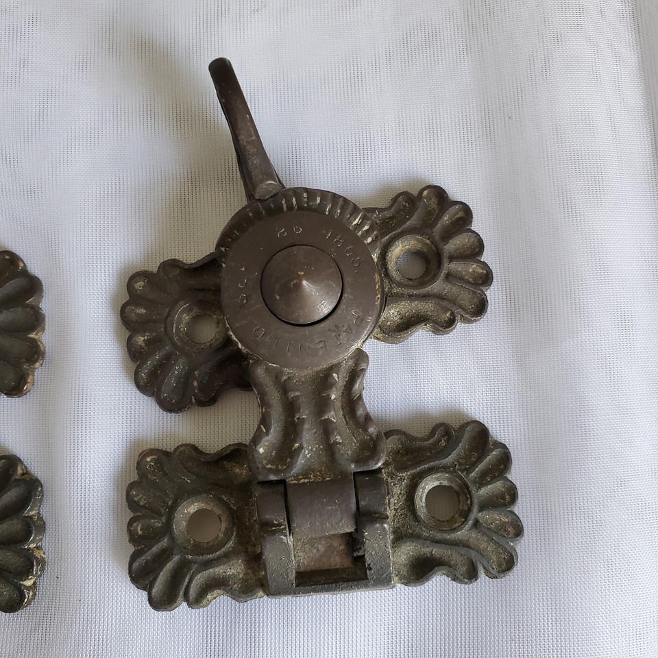 Pair Of Brass Antique Window Lock Latch Pat Sept 26 1865 2.5" | eBay