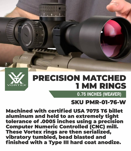 Vortex Optics Precision Matched Wvr and Pic 1 Inch Low Rings Set with ...