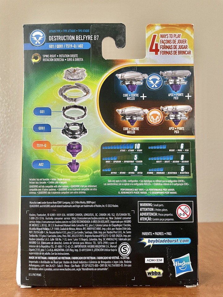 Beyblade Burst QuadDrive DESTRUCTION BELFYRE B7 Starter Pack 4-1 NEW ...