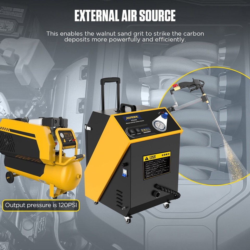 AUTOOL Engine Intake Valve Carbon Cleaner Walnut Sand Blaster Cleaning ...