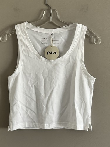 PACT ORGANIC COTTON WHITE CROPPED TANK - NWT - M | eBay