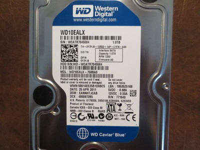 Western Digital WD10EALX-759BA0 DCM:EANNHTJCAB 1.0TB Sata 3.5" Hard ...