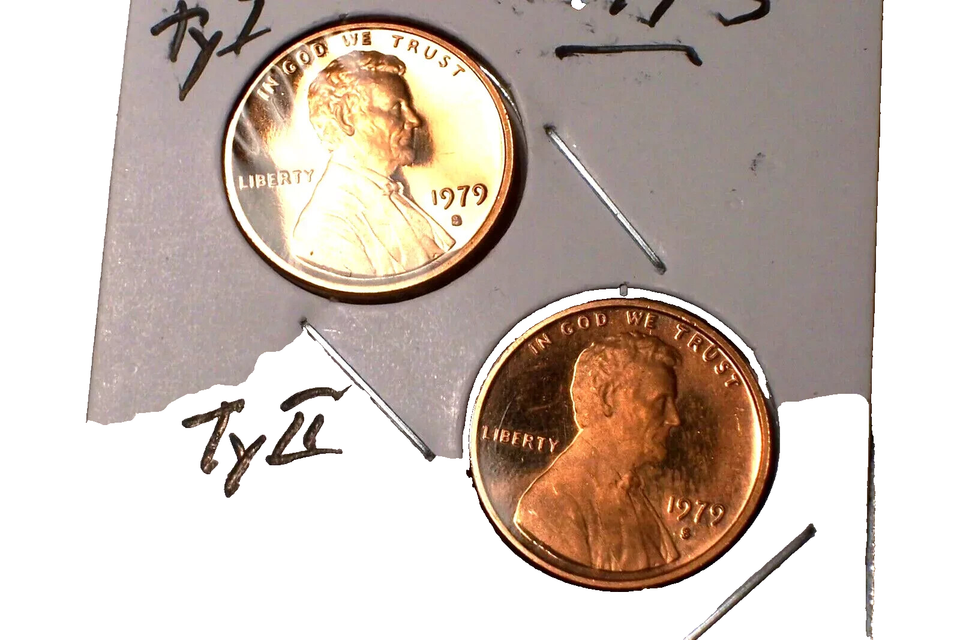 1979-S @ Type-1 and 2 *PROOF* Pennies.!! LOT of 2 coins with $5.00 ...