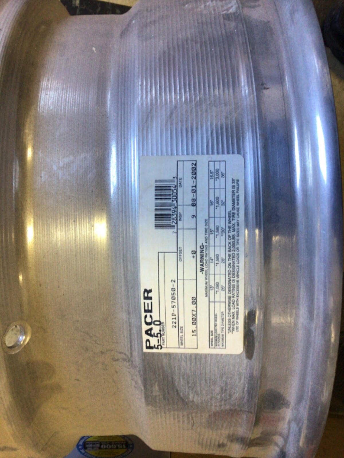 Pacer 221P 521P Dragstar 15x7 5x5" +0mm Polished Wheel Rim 15" Inch NOS ...