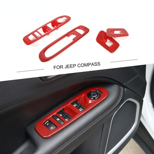 Red ABS Door Window Lift Switch Cover Panel Trim ABS for Jeep Compass ...