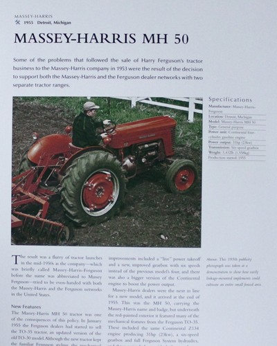 Massey Harris MH Tractor Picture Article Info Sheet Out of Print Farm ...