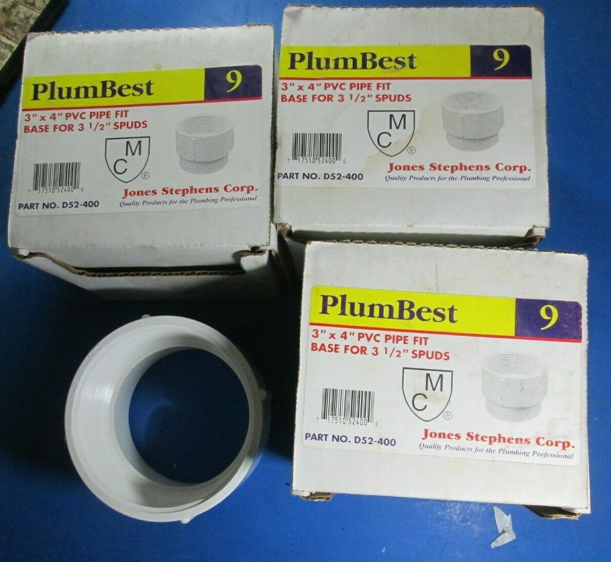 3" X 4" PVC Pipe Fit BAse for 3 1/2" Spuds Jones Stephens D52-400 lot ...