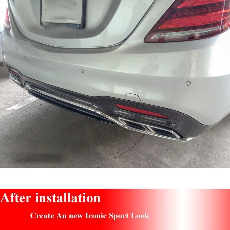 REAL CARBON Rear Bumper Diffuser Lip For Mercedes Benz W222 S63 S65 ...