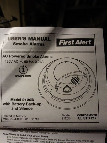 First Alert 9120BFF Hardwired Smoke Alarm with Battery Backup for sale ...