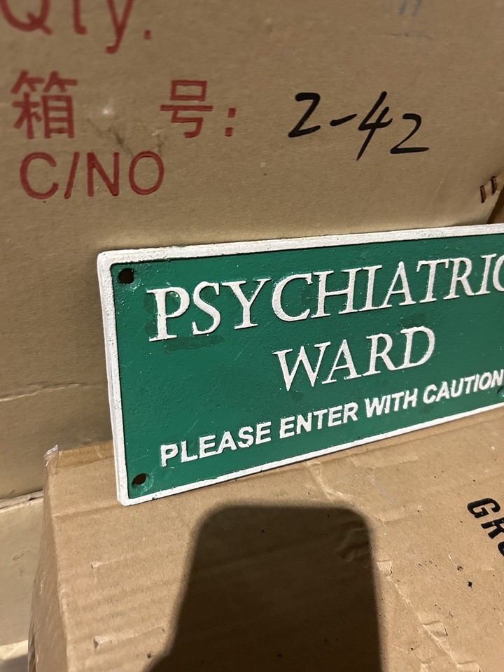 Psychiatric Ward Cast Iron Retro Look Hand Painted Wall Sign/Plaque 27 ...