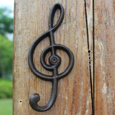 Rustic Cast Iron Music Note Hook | eBay