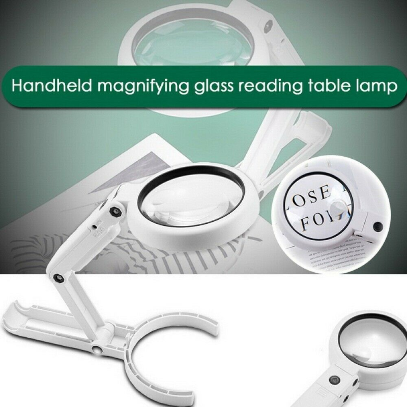 5X 10X Lupe mit 8 LED Licht Desktop Stand Leselupe Vergrößerung ...