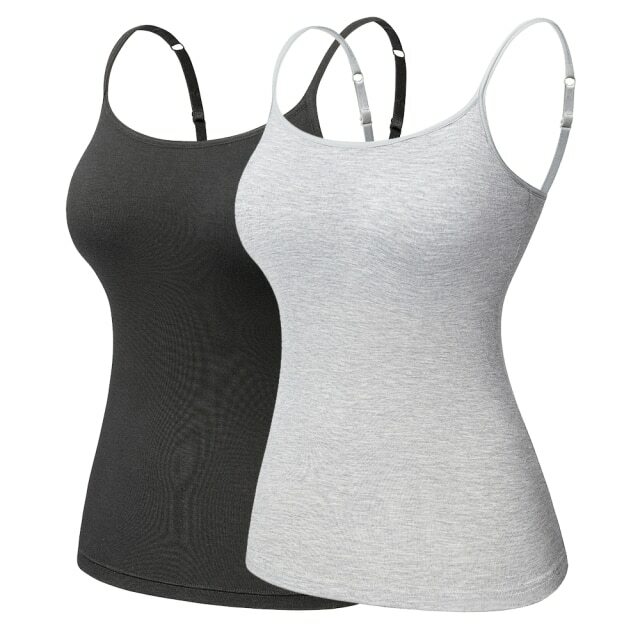 Womens Tank Tops Adjustable Strap Camisole With Built in Padded Bra ...