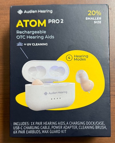 Audien ATOM PRO 2 Wireless Rechargeable OTC Hearing Aids - NEW, FREE ...