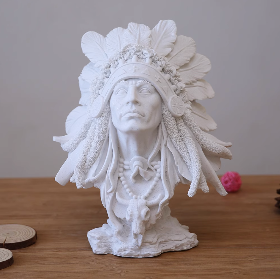 Tribal Native Man Male Bust Ornament Sculpture Desktop Decor Interior ...