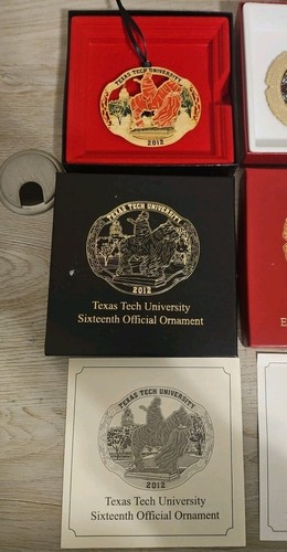 Lot of 3 Texas Tech University Logo Christmas Brass Ornaments, 2 in Box ...