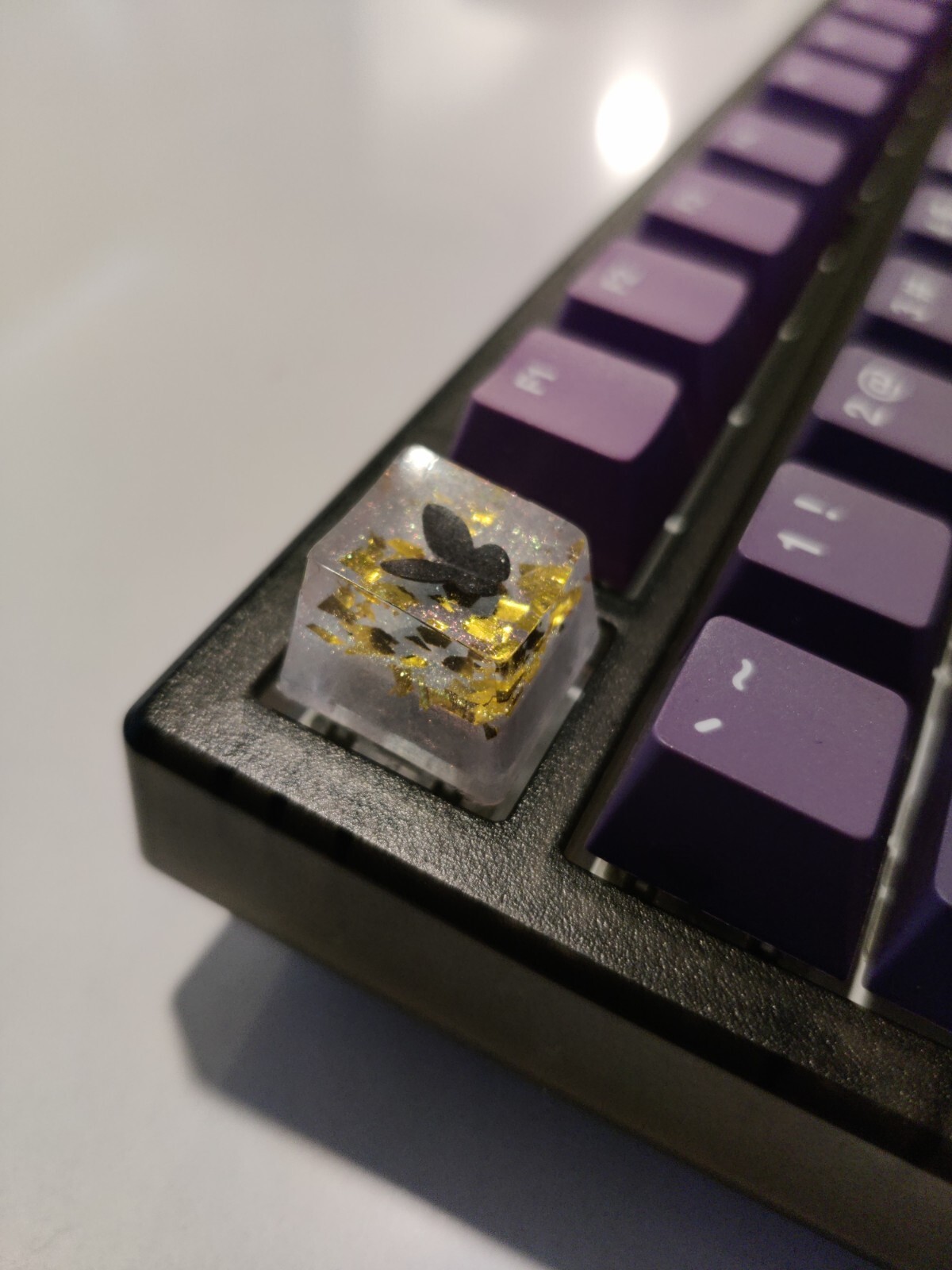 Handmade Artisanal Resin Black Butterfly On Gold Keycap For Mechanical ...