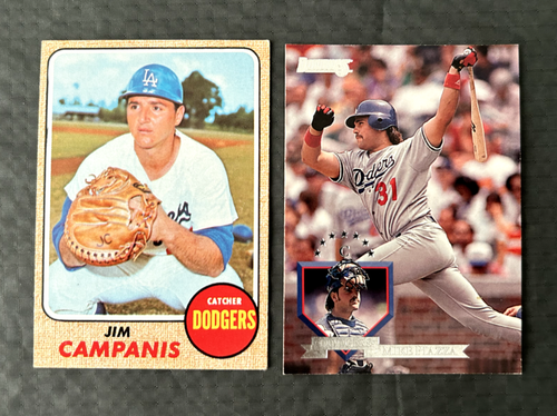 Jim Campanis Vintage Topps 1968 & Mike Piazza Donruss 1994 LA Dodgers ...