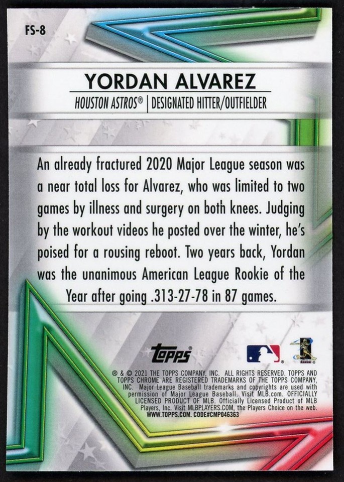 2021 Topps Chrome Future Stars Yordan Alvarez Houston Astros #FS-8 ...