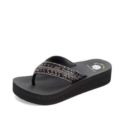 YELLOW BOX Brandy Flatform Sandal GENUINE LEATHER COLOR BLACK MEDIUM ...