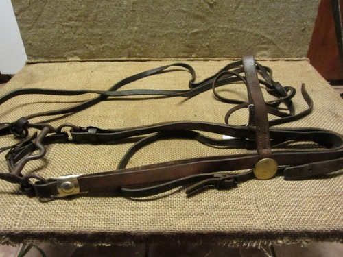 Antique Leather & Brass Bridle w Judd & North Anchor Bit Horse Harness ...