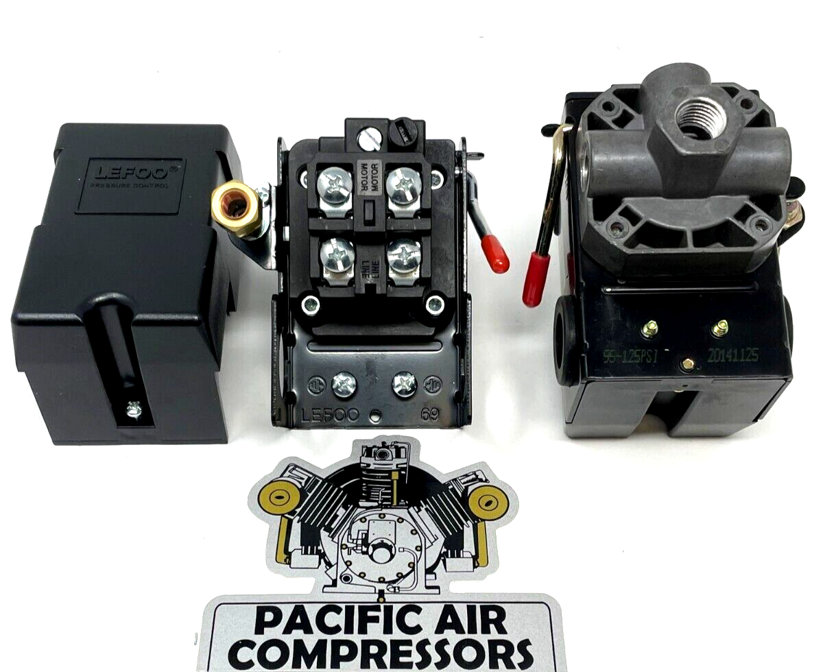 AIR COMPRESSOR REPLACEMENT PRESSURE SWITCH. 4 PORT 95 / 125 PSI, 120/ ...