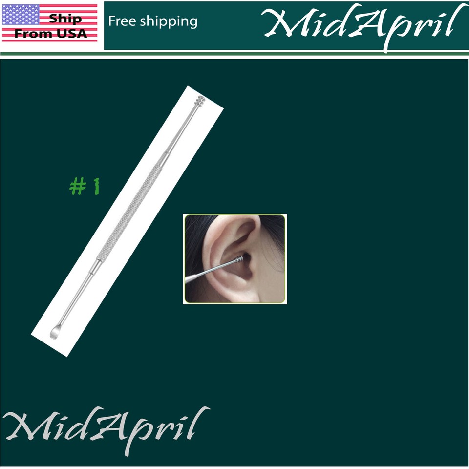 Stainless Steel Ear Pick Wax Aural Curette Remover Care Tool EarPick US ...