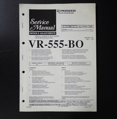 Original Pioneer VR-555-BO VHS Video Cassette Recorder Service Manual ...