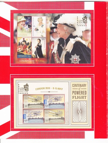 2010 LONDON 2010 set of 4 x overprinted M/sheets. Official P.O. Pack ...