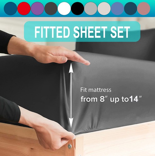 36CM Deep Elastic Fitted Sheet Bed Fitted Sheet Set For Double Queen ...