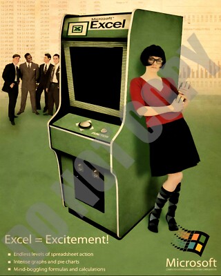 Sexy Pin-Up Computer Nerd In a Microsoft Excel Magazine Promo Ad 8x10 ...