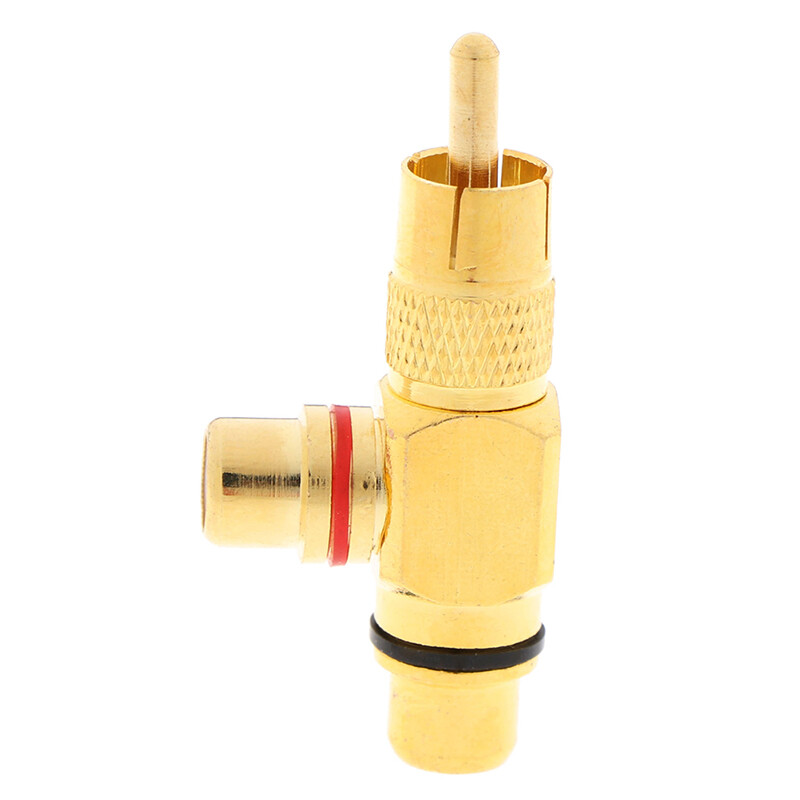 1Pcs Gold Plated 1 Male to 2 Female RCA Copper Splitter Adapter AV ...