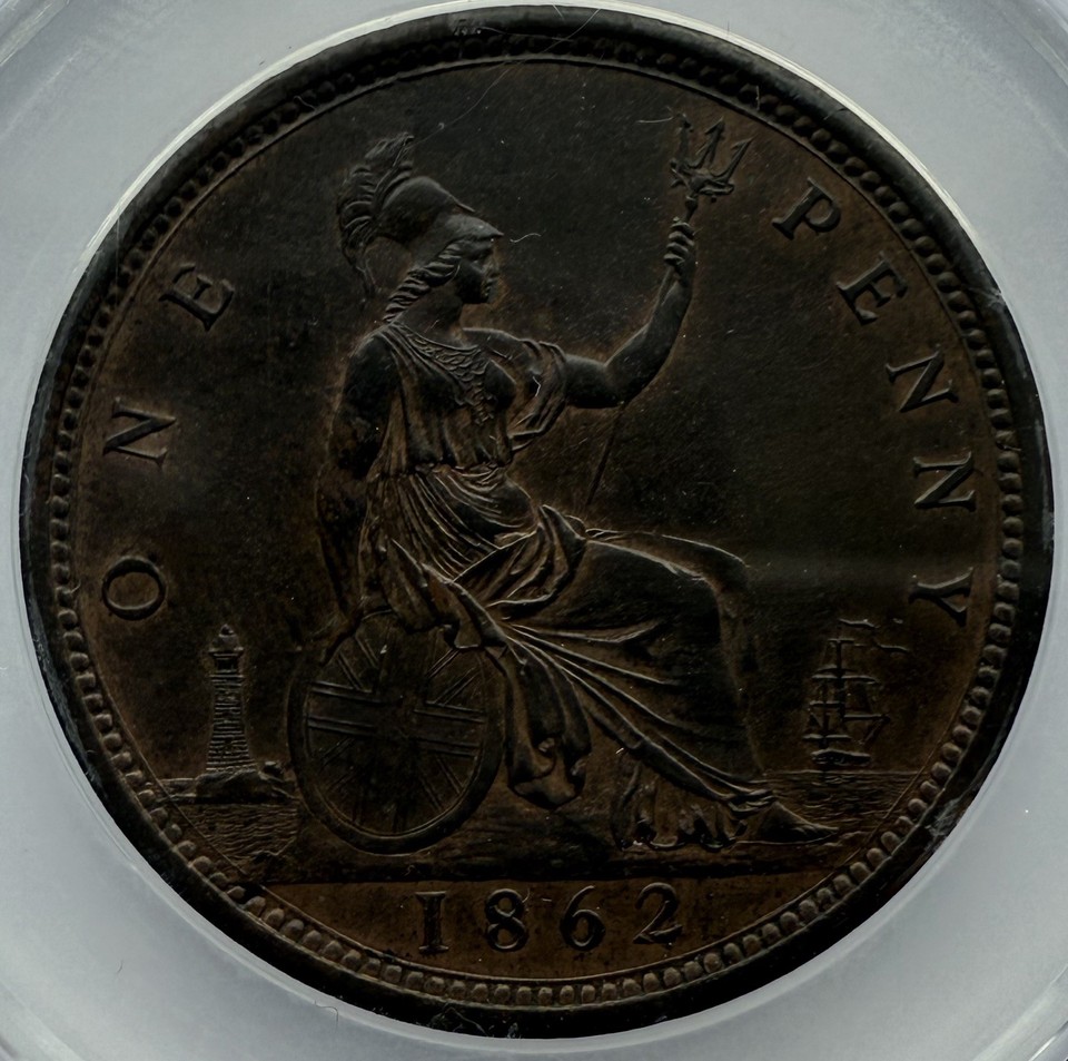 1862 Victorian Bun Head One Penny Coin. Freeman 39, Graded CGS 75 ...
