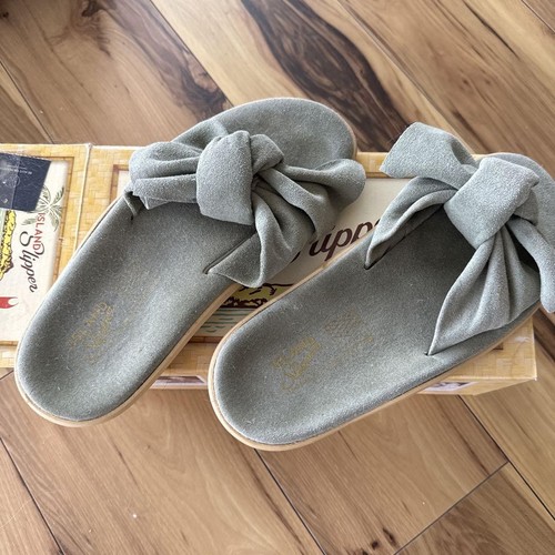 Island Slipper Green Suede Ribbon Beach Sandals, Women's US 7/8 Used | eBay