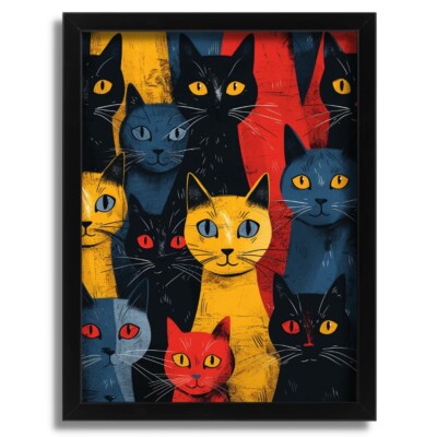 Vibrant Cats Art Print Bold & Colourful Feline Wall Art for Cat Lovers ...
