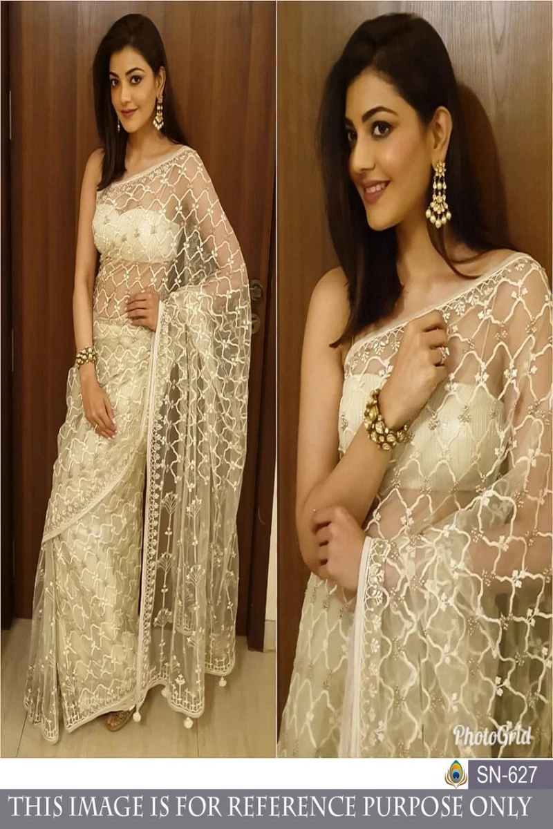 White Net Designer Sarees