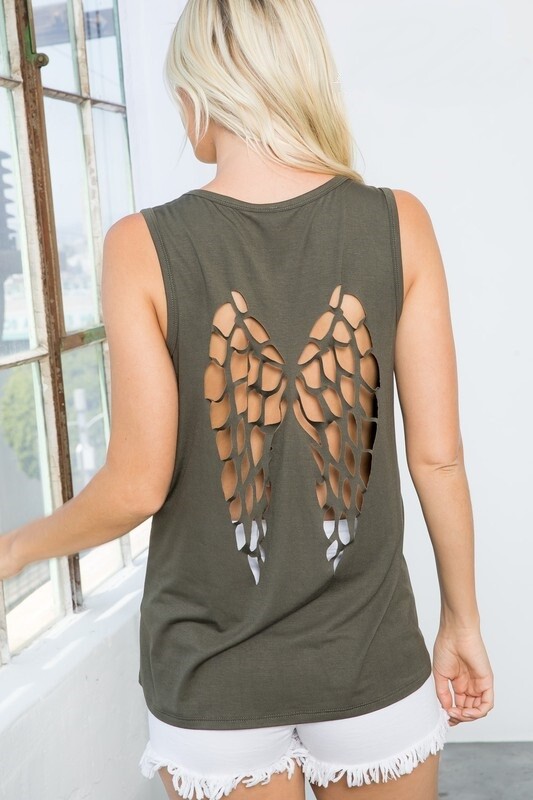 NWT PLUS Designer V Neck LASER CUT ANGEL WING Tank TOP S M L XL 1X 2X ...