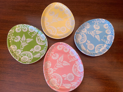 Pottery Barn "EASTER EGG PLATES" Floral Pattern Salad Dessert Appetizer ...