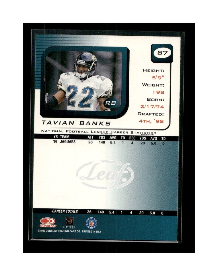 1999 Leaf Rookies and Stars Football Card #87 Tavian Banks | eBay