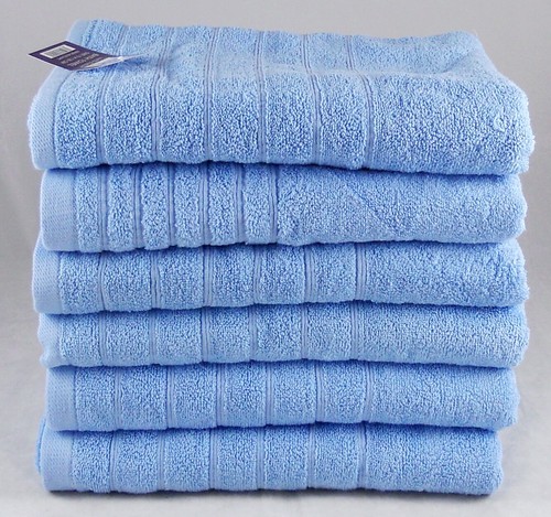 Sky Blue Face Cloths Small Towels 30cm x 30cm Egyptian Cotton 525gsm ...