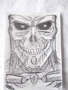 A4 Art Graphite Pencil Sketch Drawing The Terminator Movie Skull | eBay