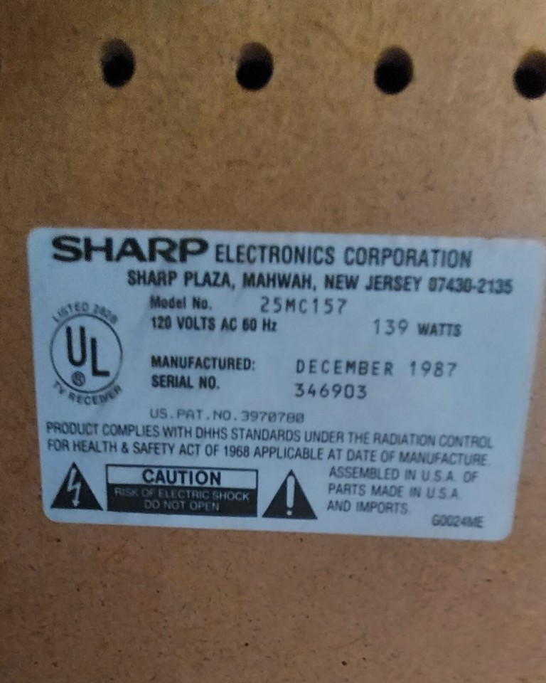 RARE Vintage 25" Sharp Console CRT TV Retro Gaming Wood Cabinet Console ...