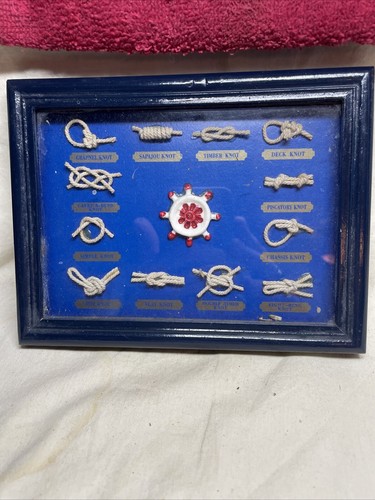 Wall Hanging Small Shadow Box Sailor Nautical Navy Rope Knots Framed 6. ...