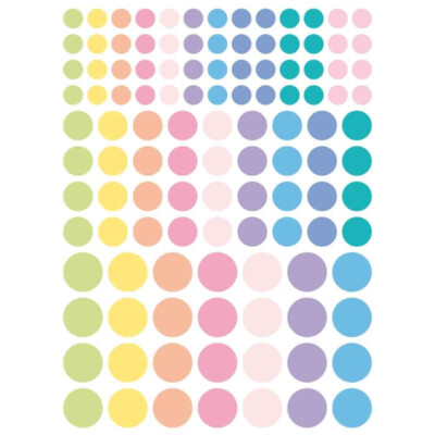 Gommettes rondes assortiment couleurs pastel et tailles 3 planches 348 ...