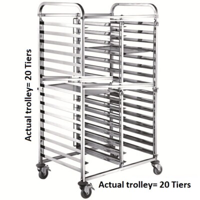 DOUBLE BAKERY GASTRONORM RACK TROLLEY BAKER BUN DOUGH CAPACITY 40 x ...