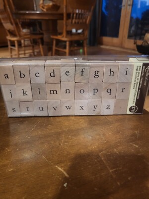 Recollections wooden rubber stamp alphabet set lowercase with box | eBay